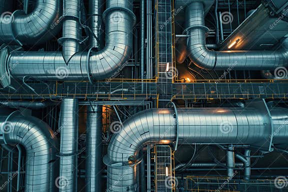 A Complex System of Interconnected Pipes. Suitable for Industrial ...