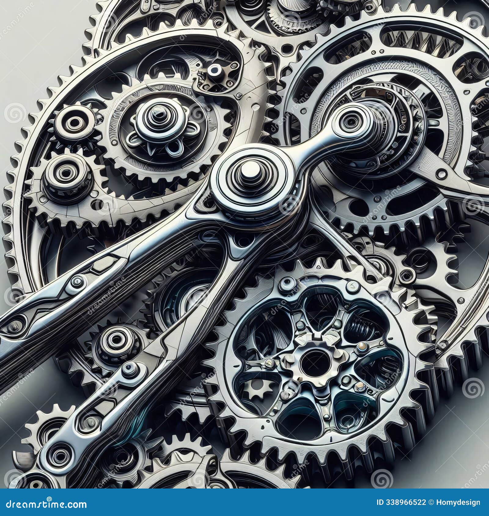 A Complex System of Interlocking Gears and Chains, Creating a ...