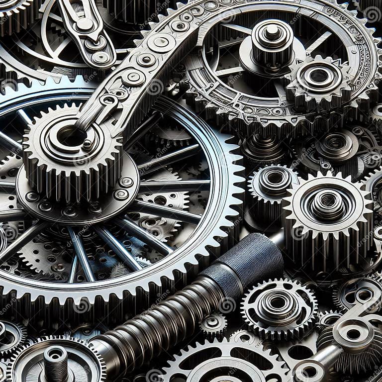 A Complex System of Interlocking Gears and Chains, Creating a ...