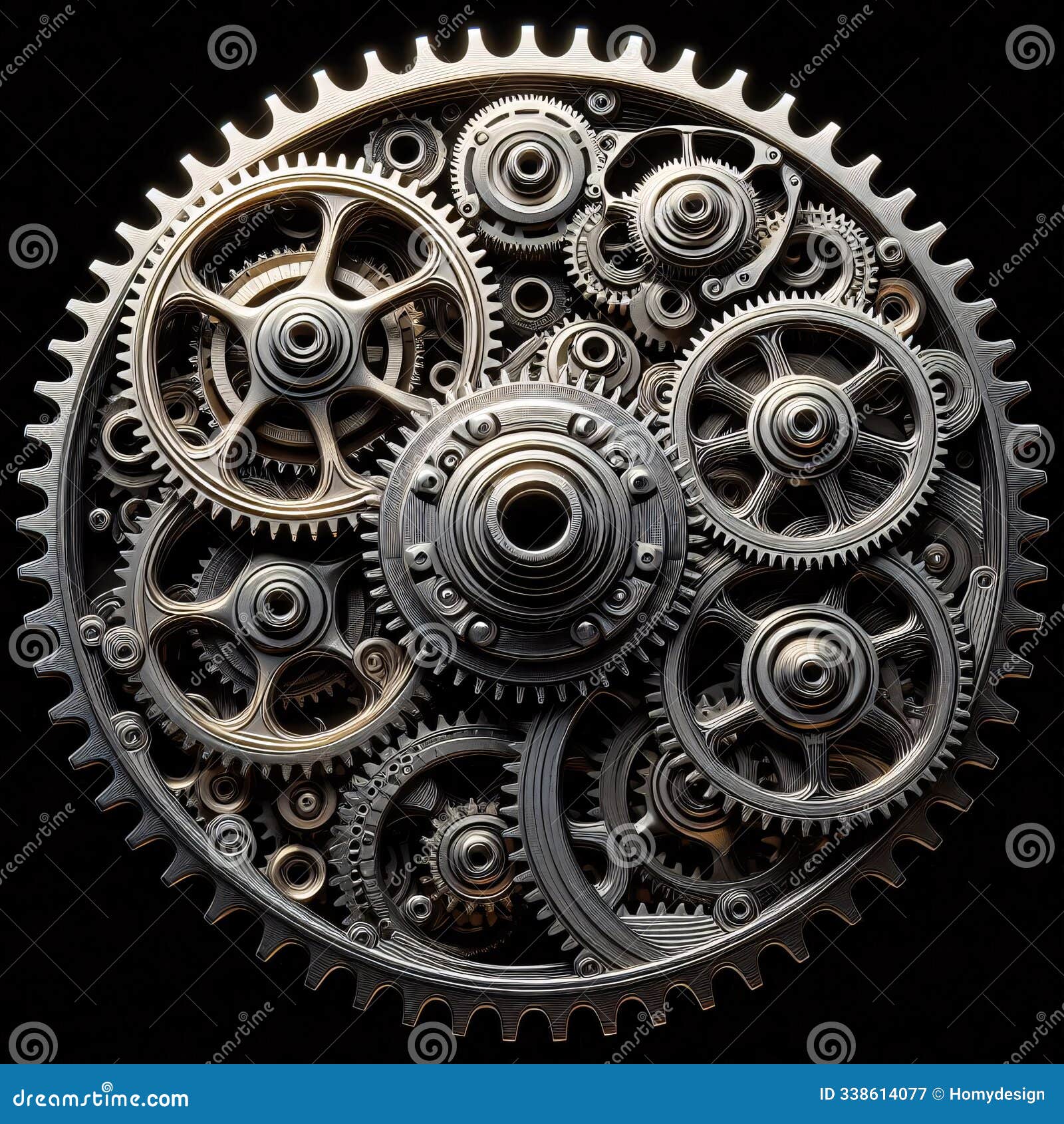 A Complex System of Interlocking Gears and Chains, Creating a ...