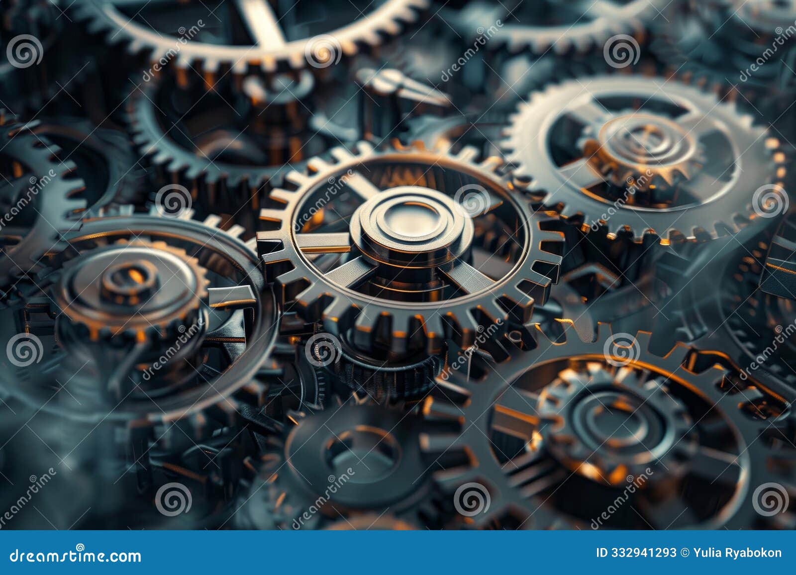 Complex System of Interlocking Gears Working Together in Perfect ...