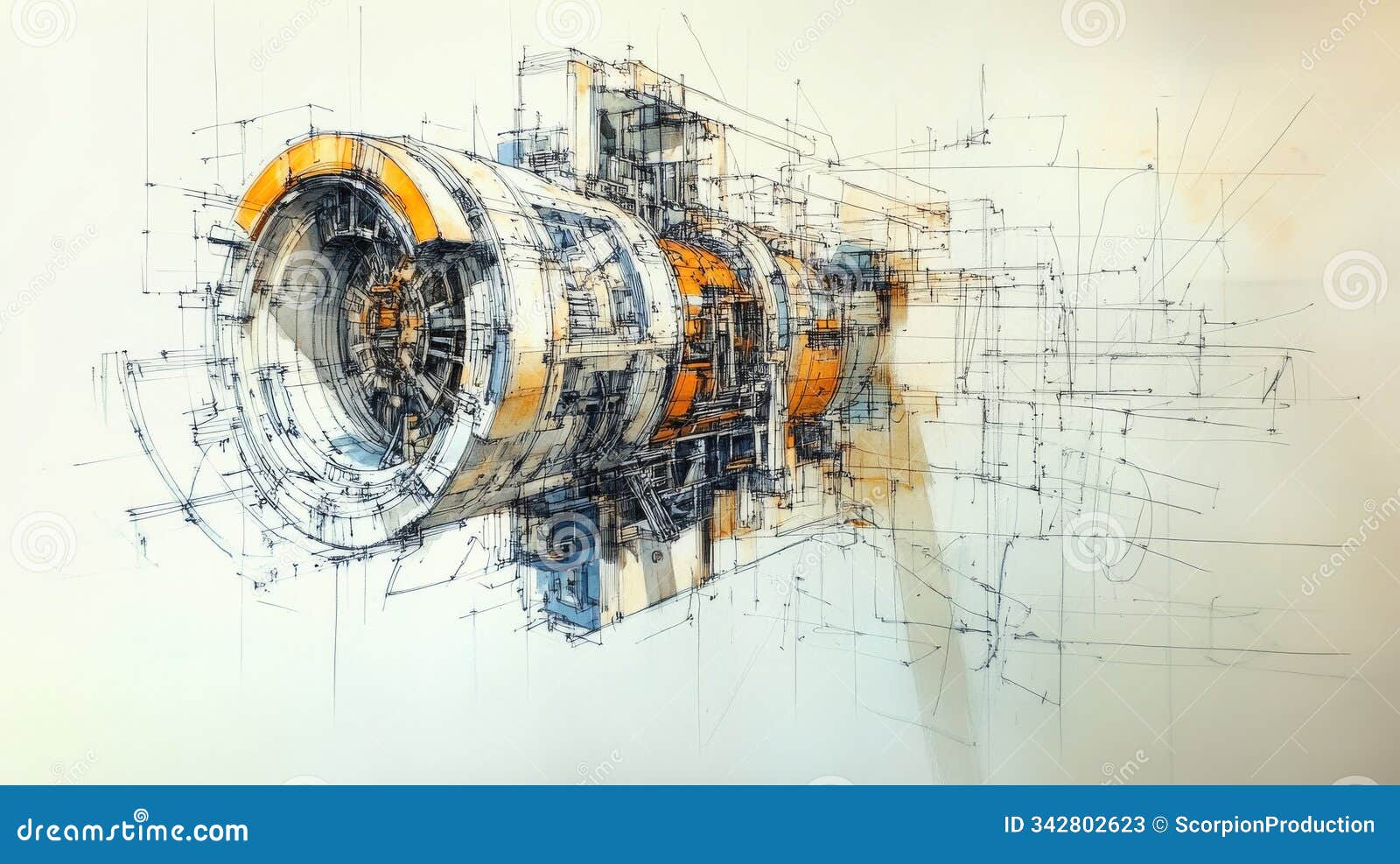 Abstract Technical Blueprint with Industrial Design Elements Stock ...