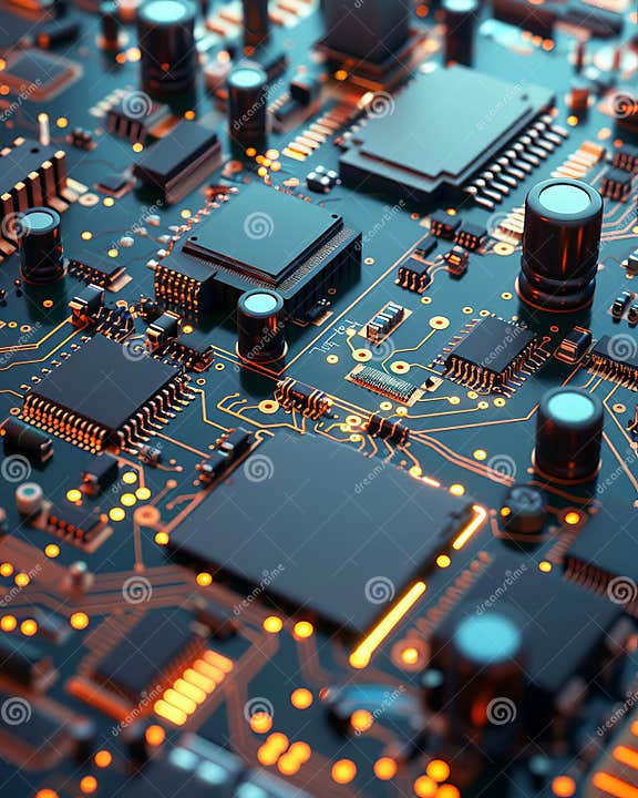 30 Complex Technology Circuit Board Components 3D Render Background ...