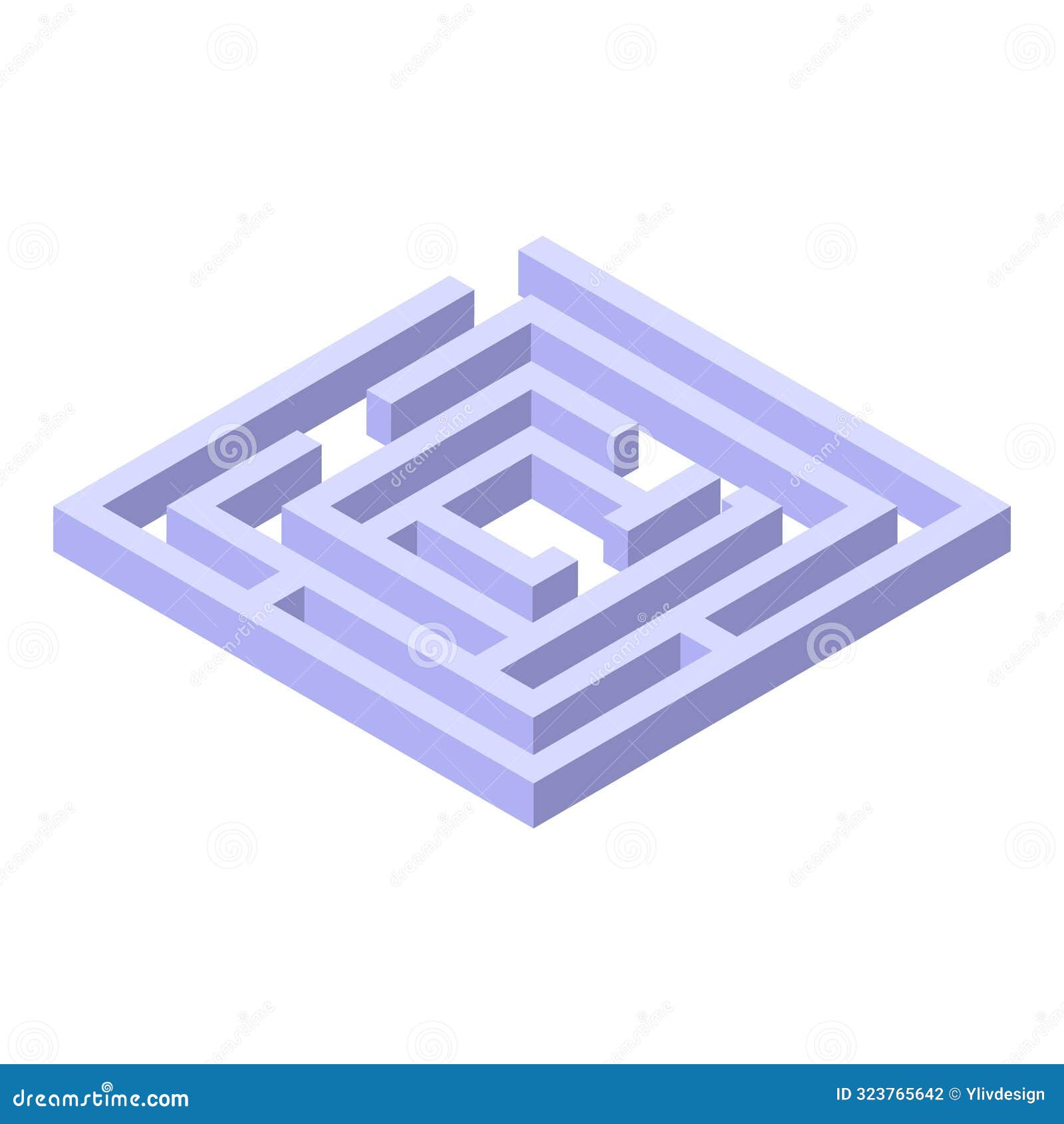 Complex Three Dimensional Light Blue Labyrinth on a White Background ...