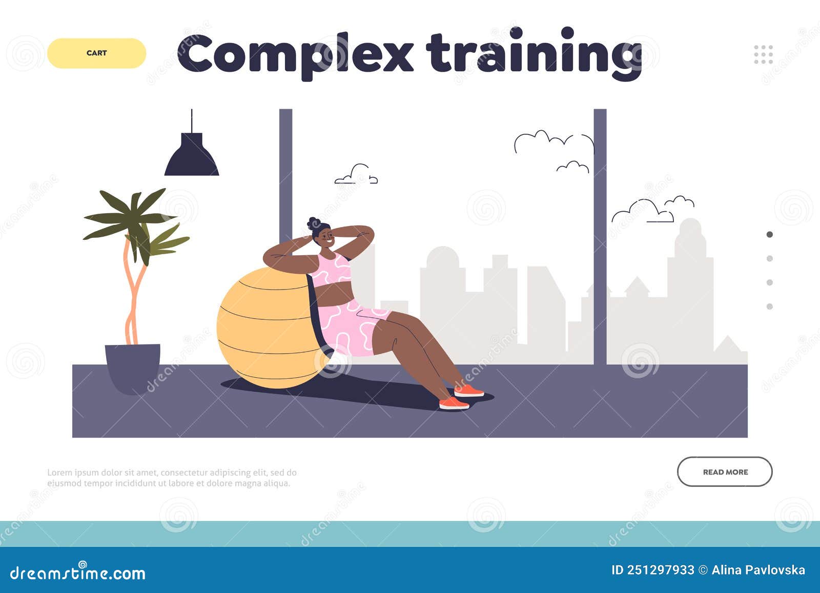 Complex Training Concept of Landing Page with Woman Doing Exercise on ...