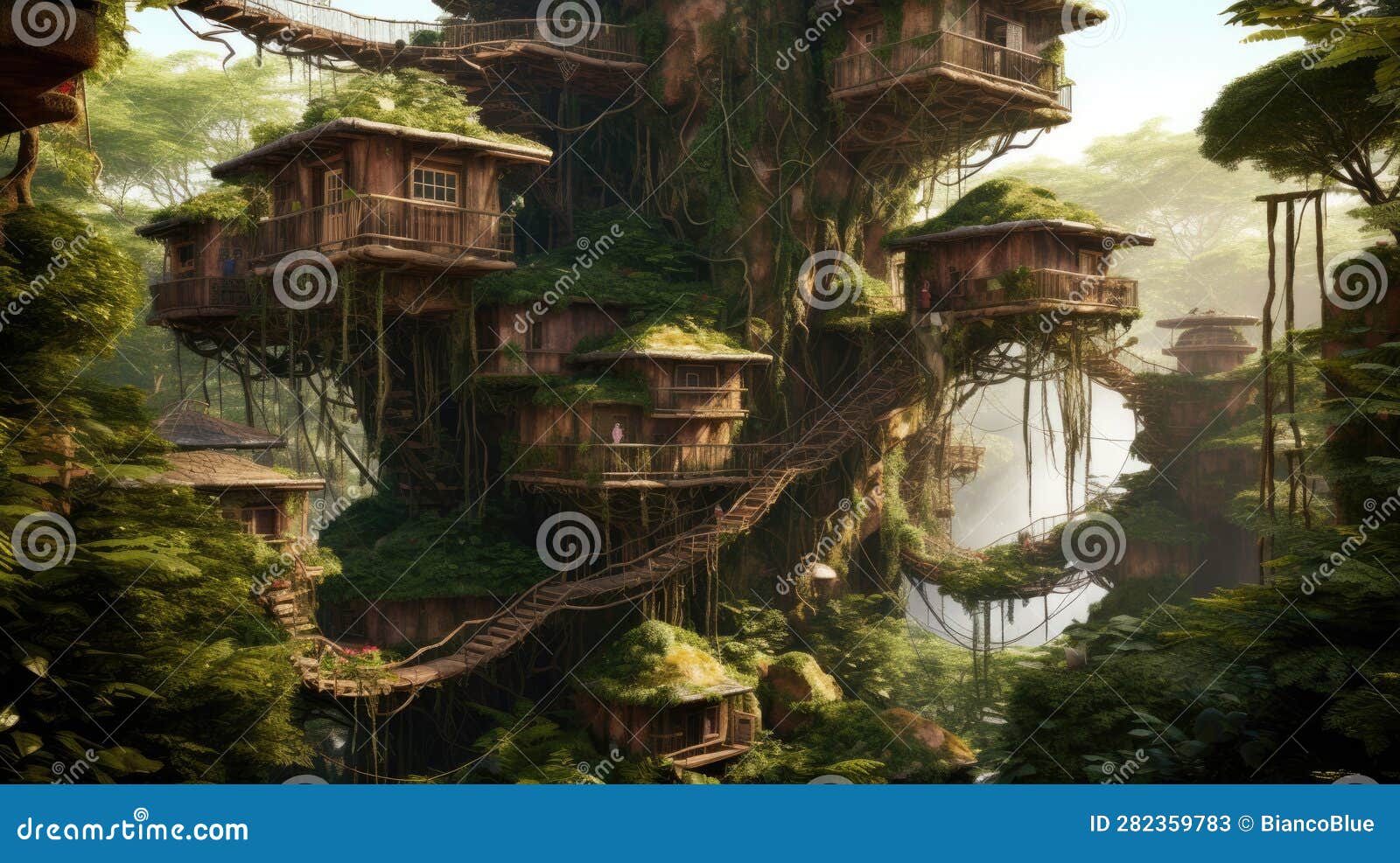 The Complex Tree House with Multiple Floors in Tropical Jungle ...