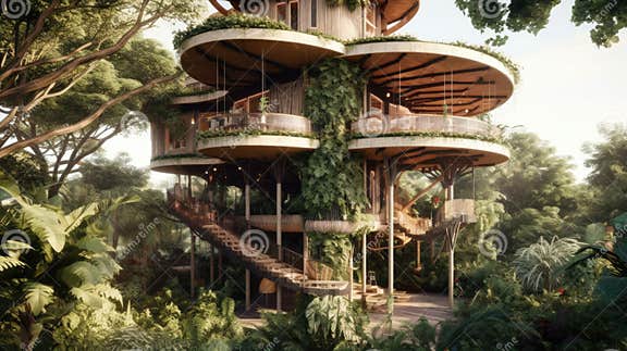 The Complex Tree House with Multiple Floors in Tropical Jungle ...