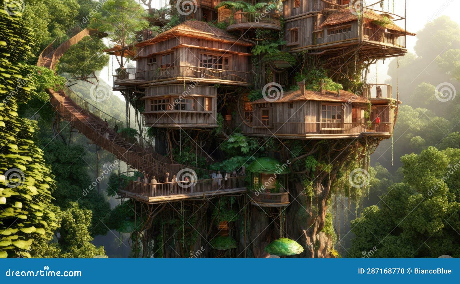 The Complex Tree House with Multiple Floors in Tropical Jungle ...
