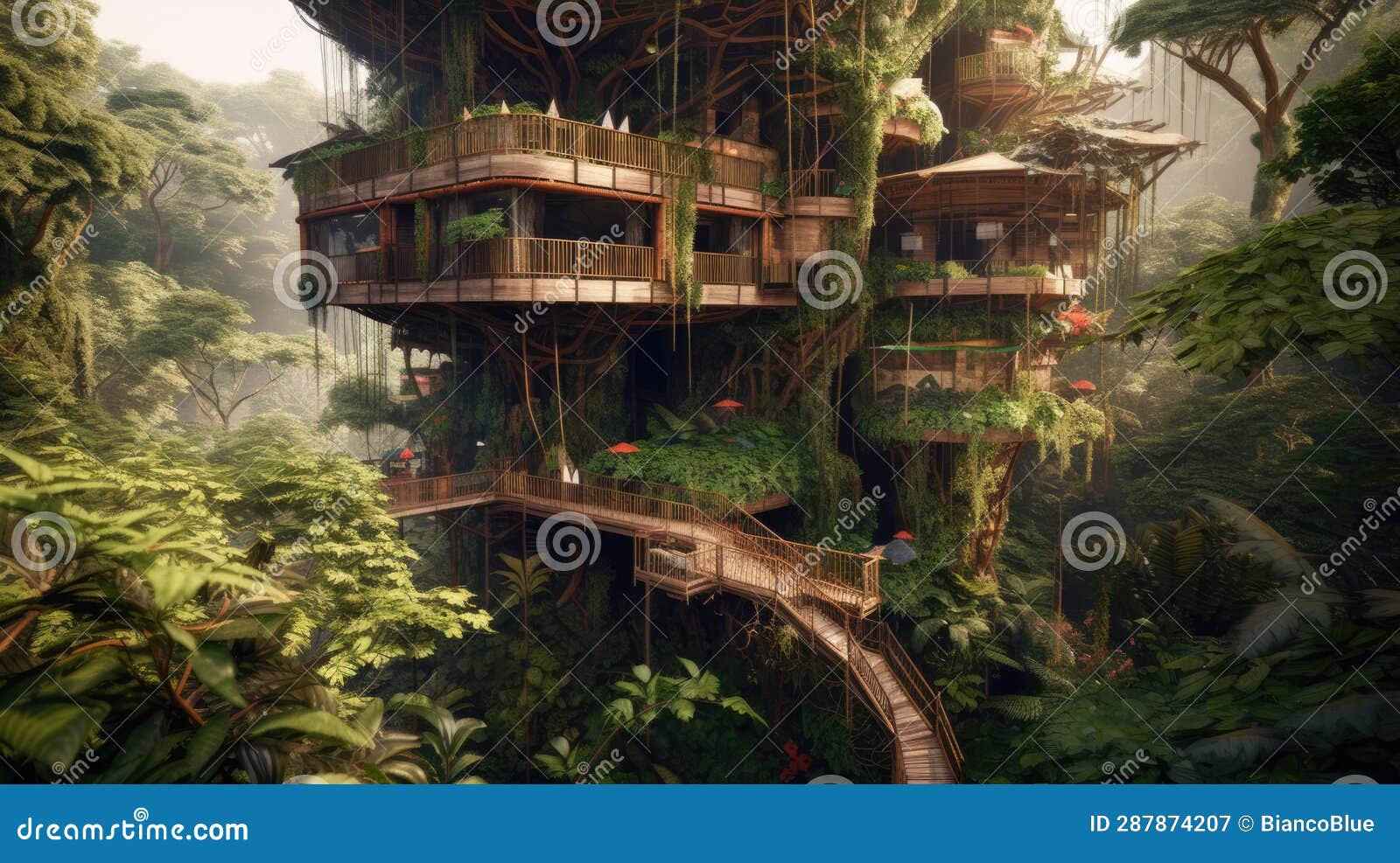 The Complex Tree House with Multiple Floors in Tropical Jungle ...