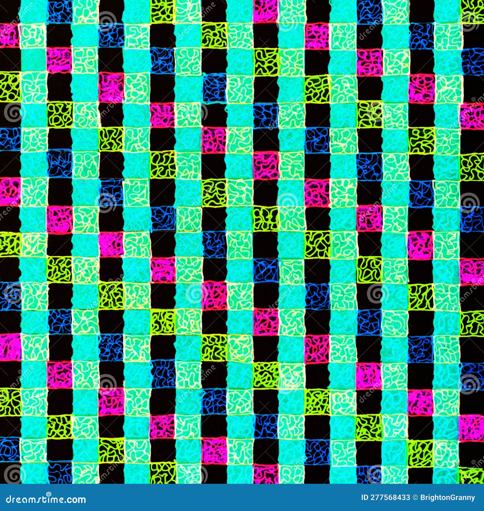 A Complex Vertical Pattern of Blue Lines and Squares. Stock ...