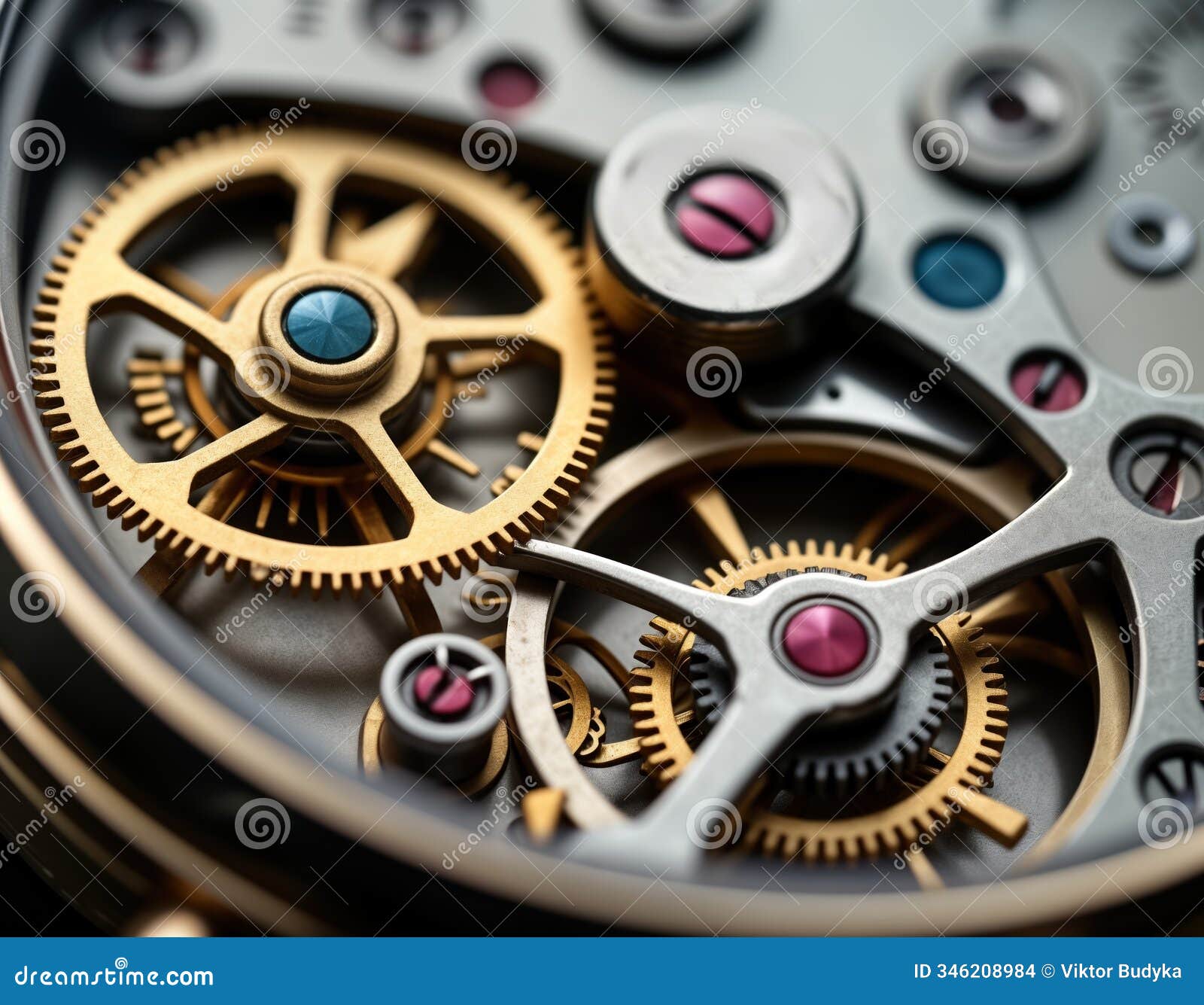 Complex Watch Movement Intricate Gears, Components. Detailed Closeup ...