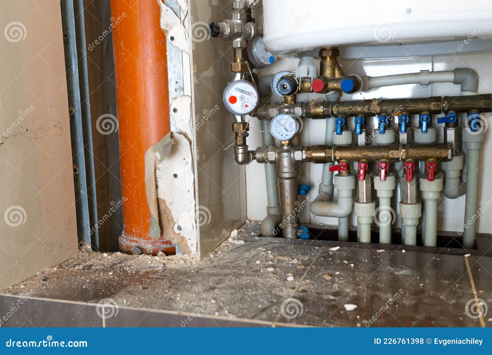 Complex Water Distribution System in the Washroom during Repairs To ...