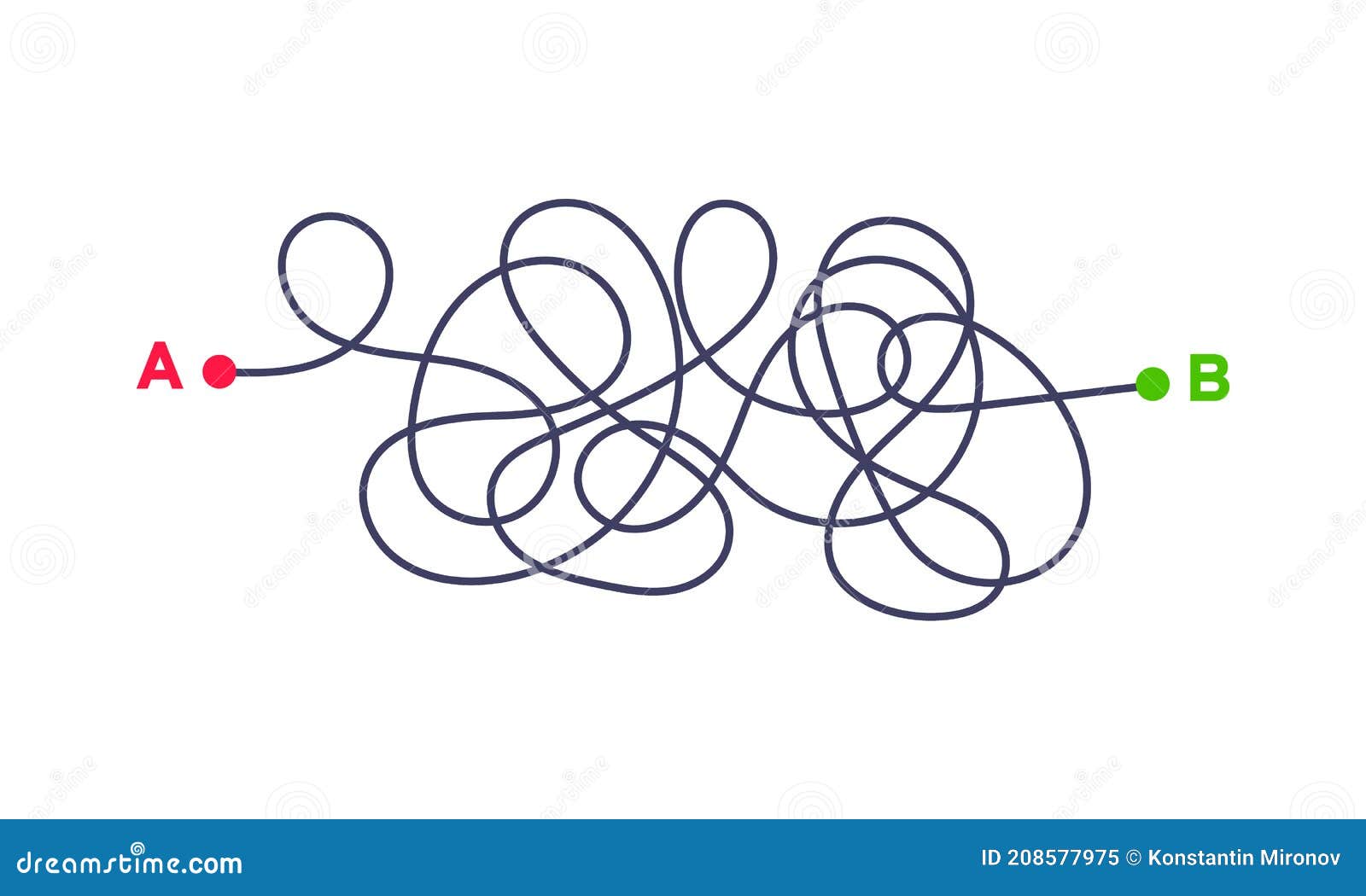 Complex Way from Point a To B Vector Illustration. Stock Vector ...