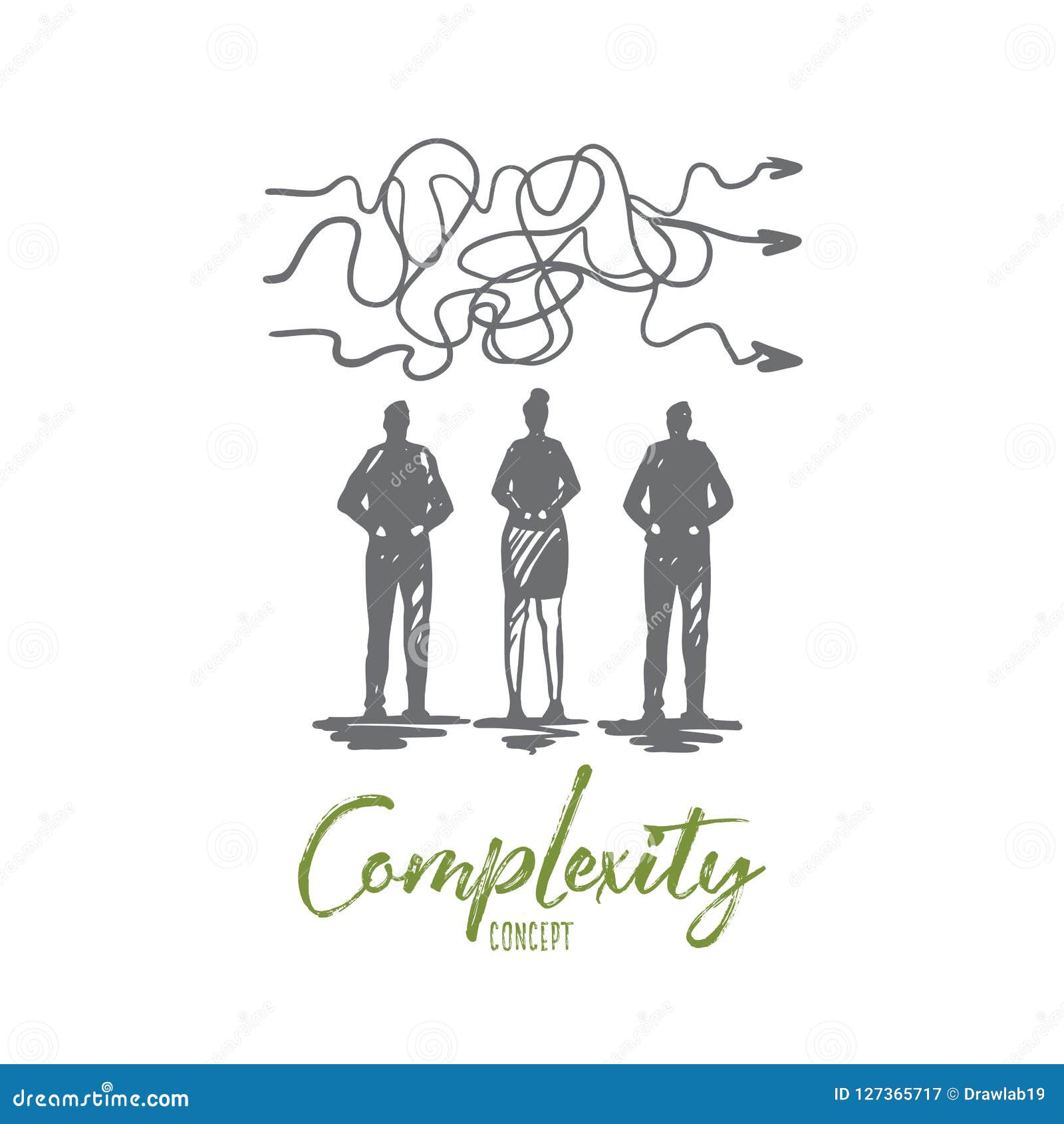 Complexity, Business, Solution, Goal, Strategy Concept. Hand Drawn ...