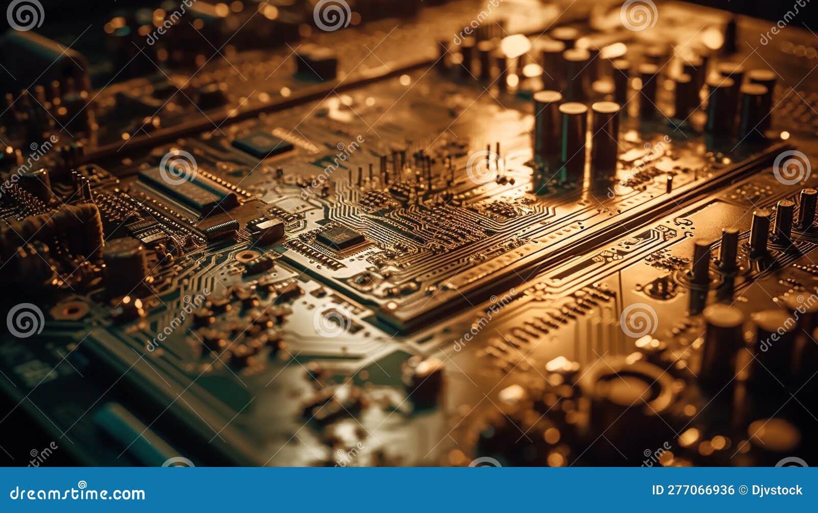Complexity of Computer Chip Circuit Board Close Up Generated by AI Stock Illustration ...