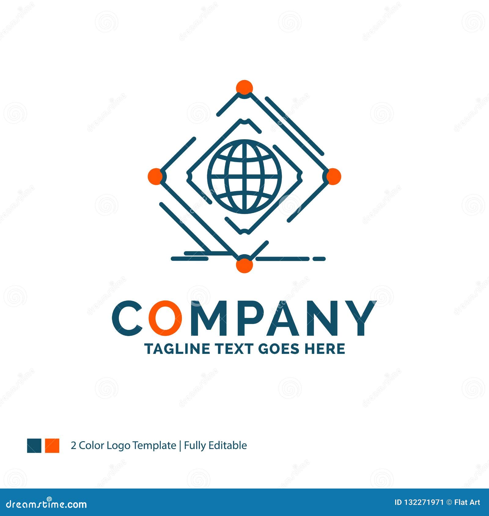 Complexo, Global, Internet, Rede, Web Logo Design Azul E Laranja ...