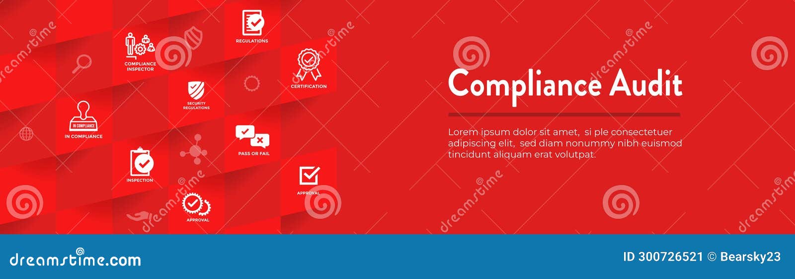 Compliance Audit Web Header Banner with Approved Icons Stock Vector ...