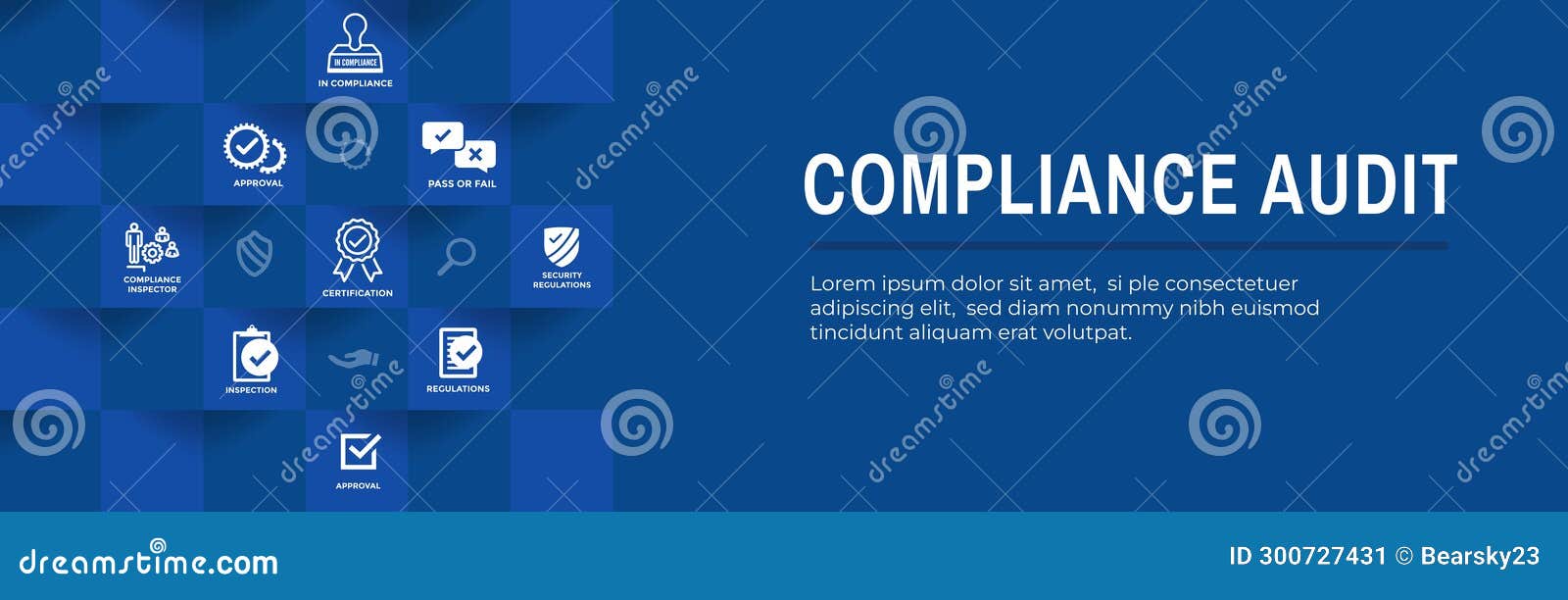Compliance Audit Web Header Banner with Approved Icons Stock Vector ...