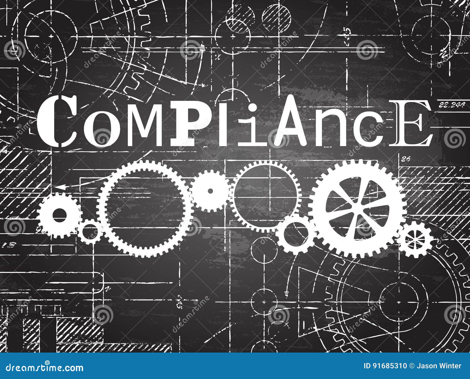 Compliance Blackboard Tech Drawing Stock Vector - Illustration of ...