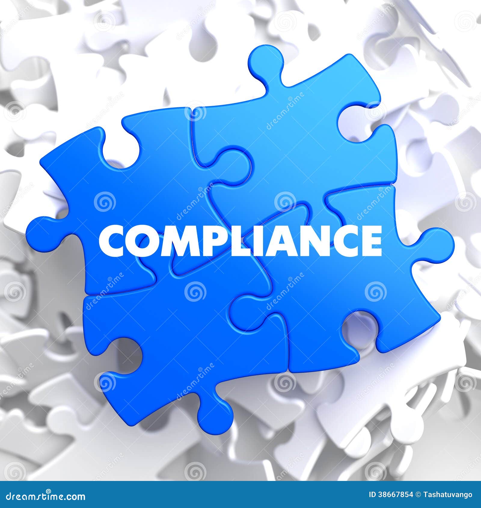 Compliance on Blue Puzzle. stock illustration. Illustration of harmony ...