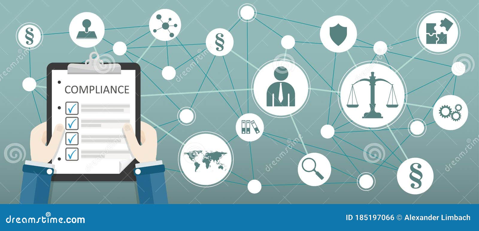 Compliance Circles Network Checklist Hands Paragraphs Stock Vector ...
