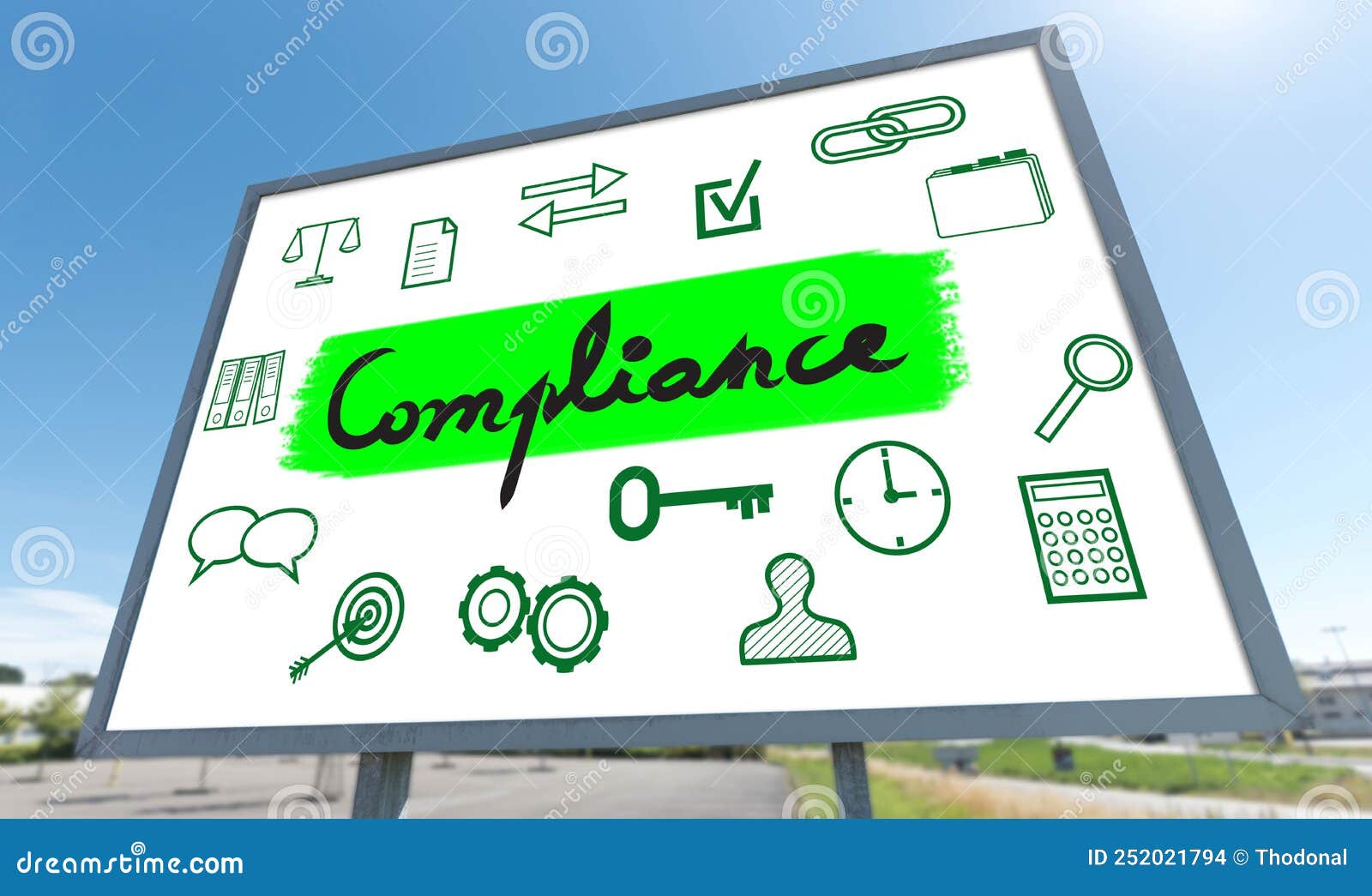 Compliance Concept on a Billboard Stock Photo - Image of information ...