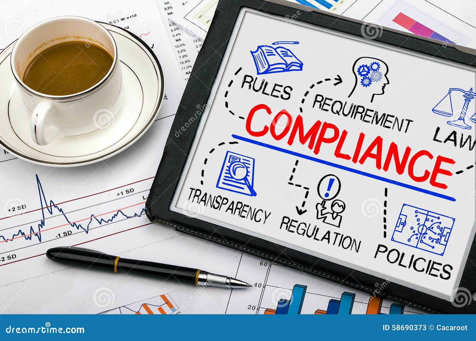 Compliance Concept With Icons And Text. Regulations, Law, Standards ...