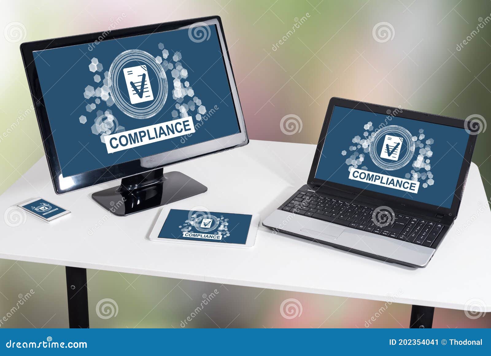 Compliance Concept on Different Devices Stock Image - Image of audit ...
