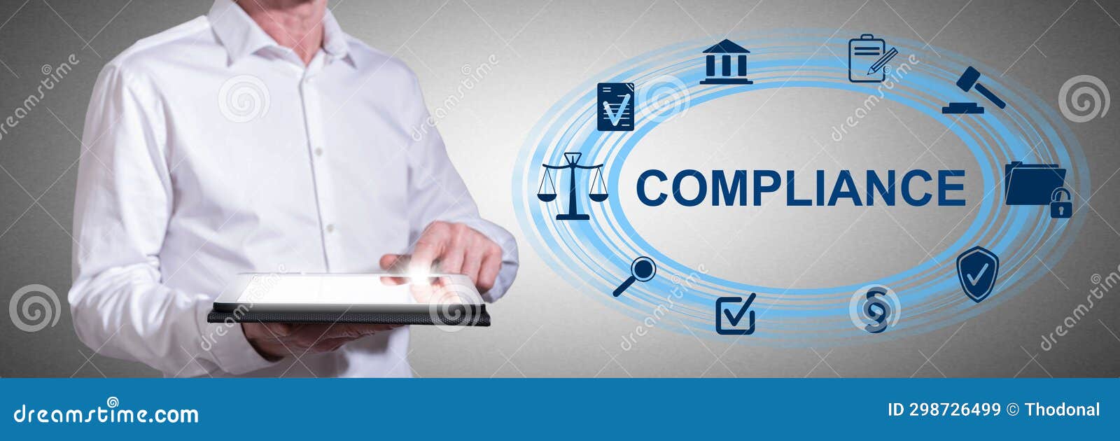 Compliance Concept with Man Using a Tablet Stock Image - Image of ...