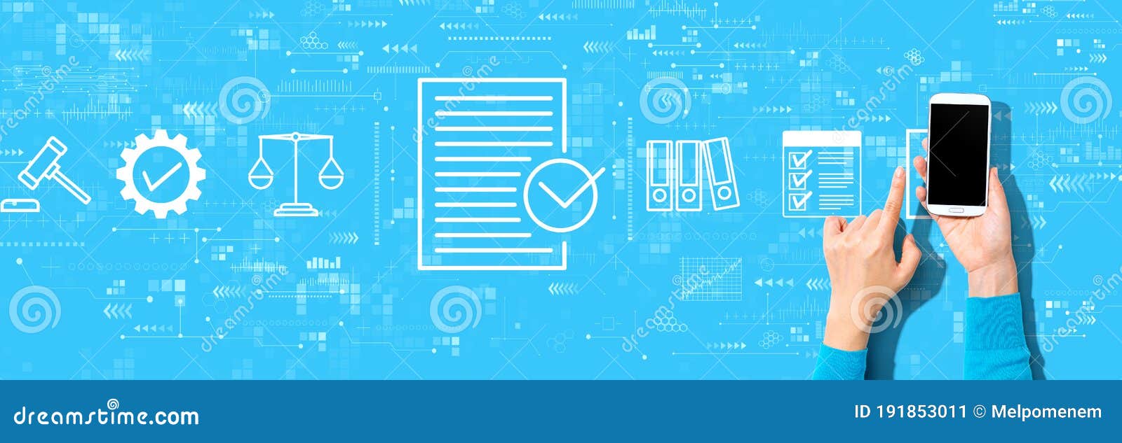 Compliance Concept with Person Using a Smartphone Stock Illustration ...