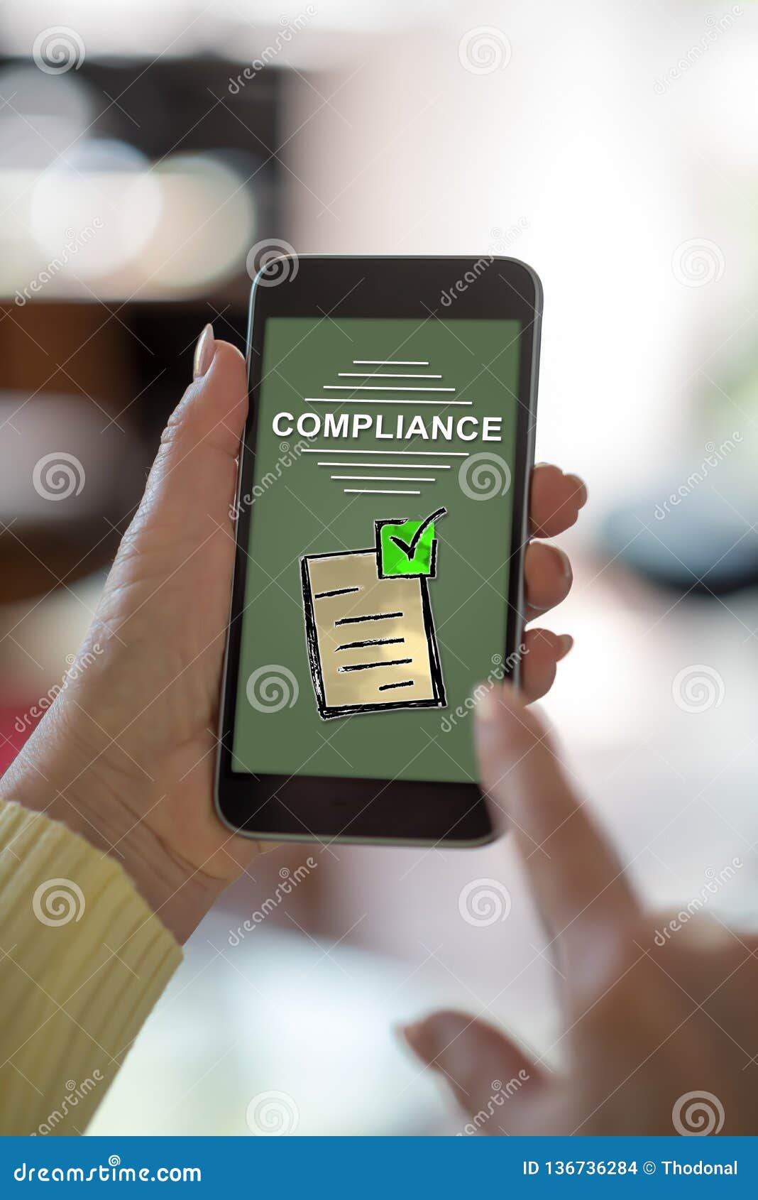 Compliance Concept on a Smartphone Stock Photo - Image of company ...