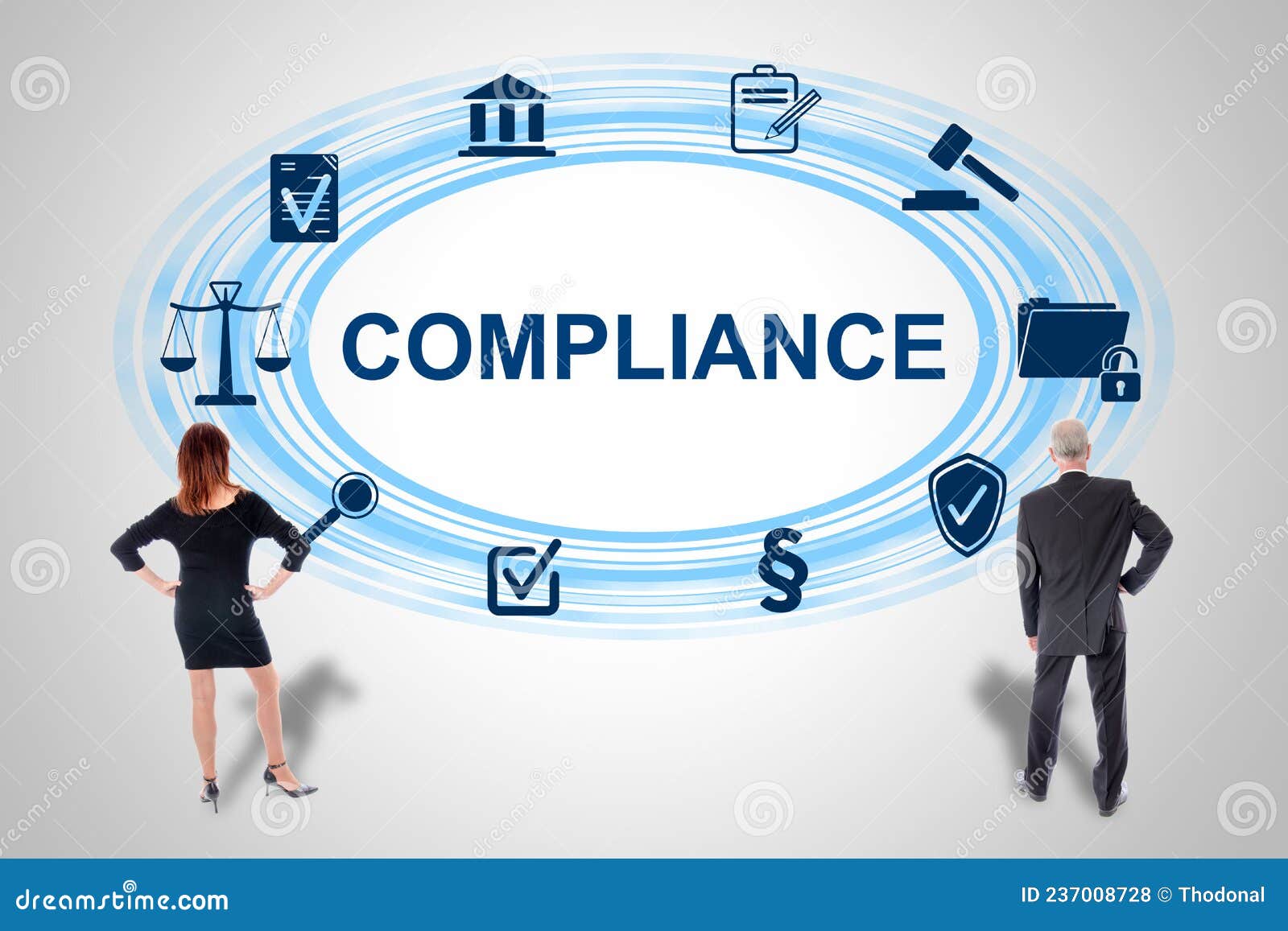 Compliance Concept Watched by Business People Stock Illustration ...