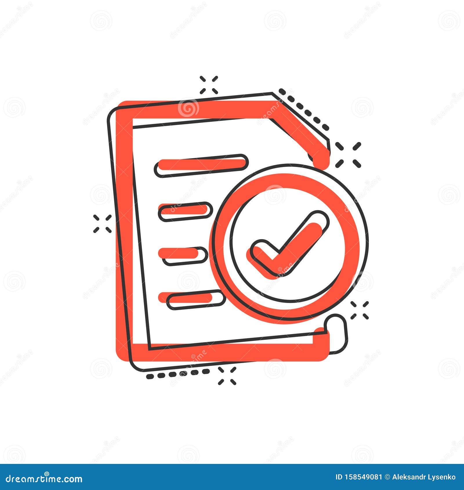 Compliance Document Icon in Comic Style. Approved Process Vector ...