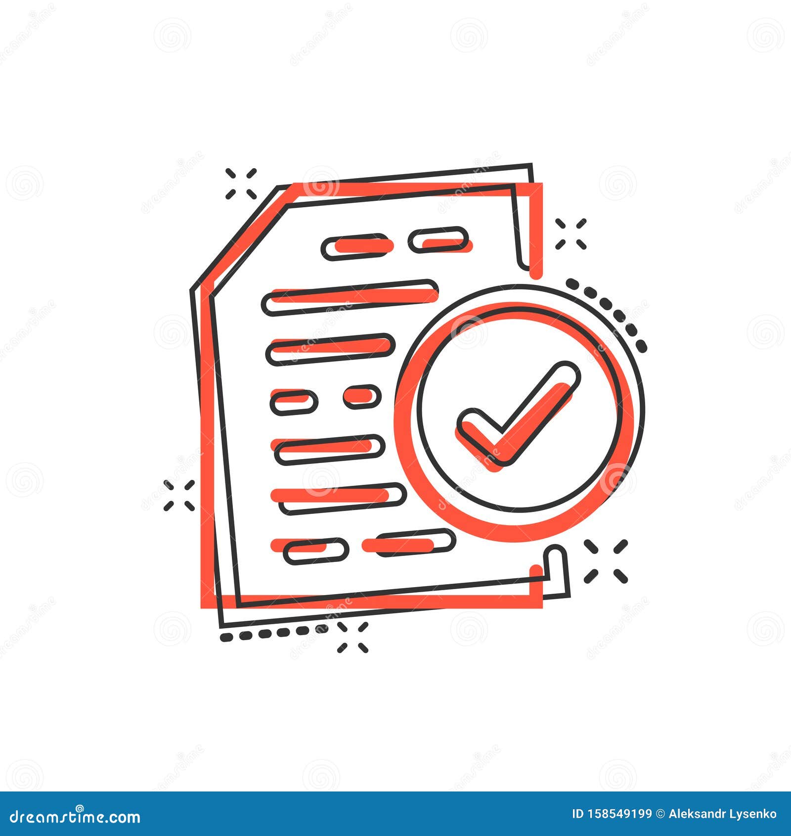 Compliance Document Icon in Comic Style. Approved Process Vector ...