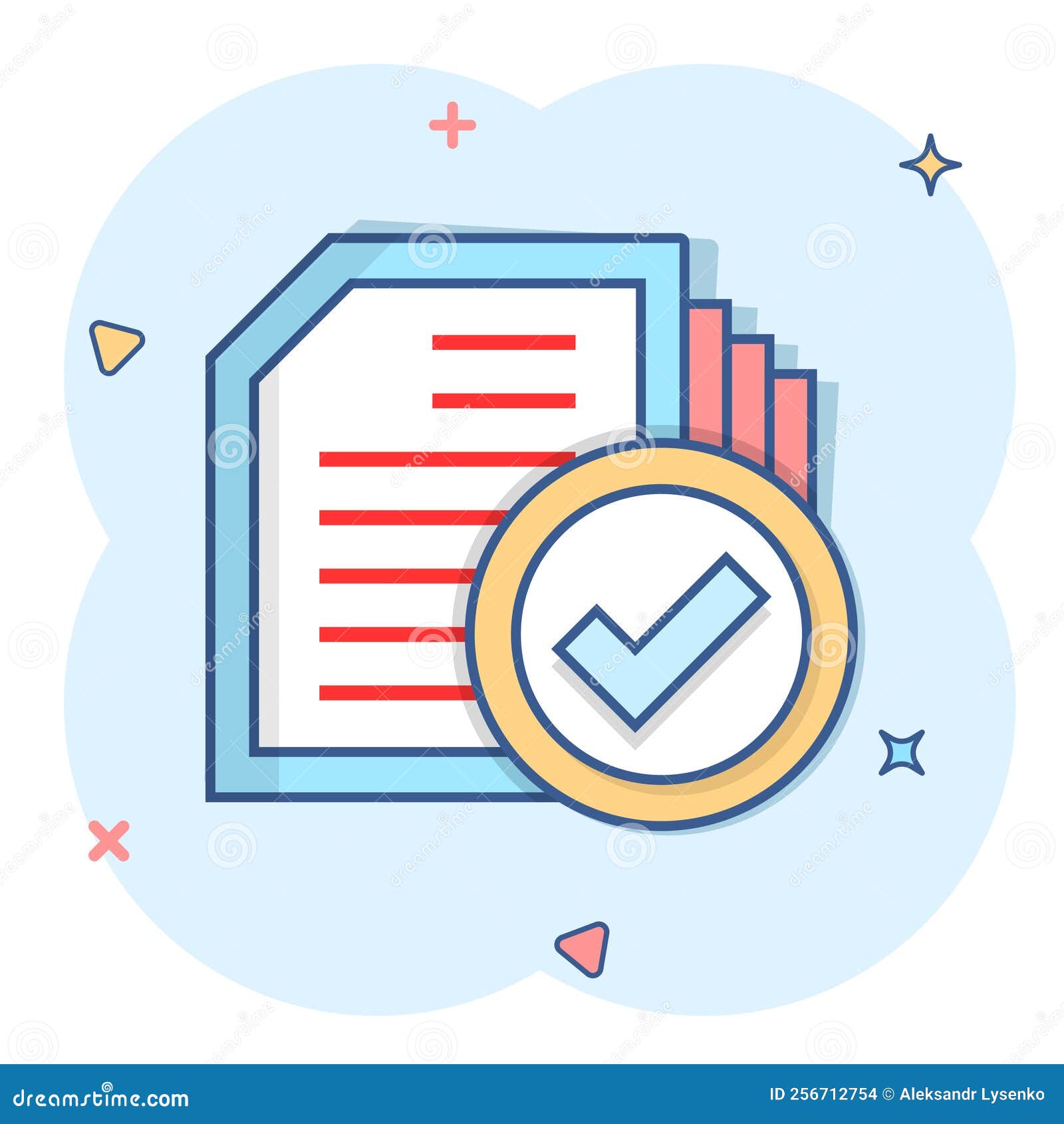 Compliance Document Icon in Comic Style. Approved Process Vector ...