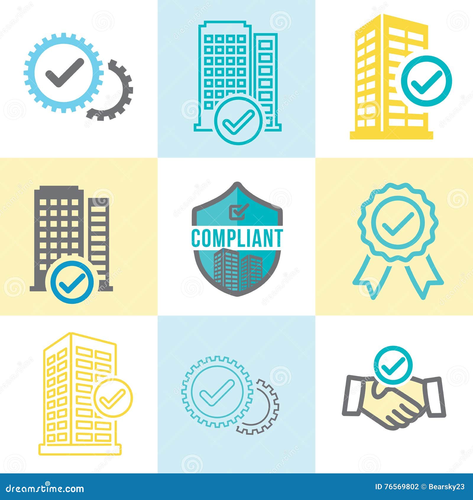 In Compliance Graphic Icon Set Stock Vector - Illustration of clip ...