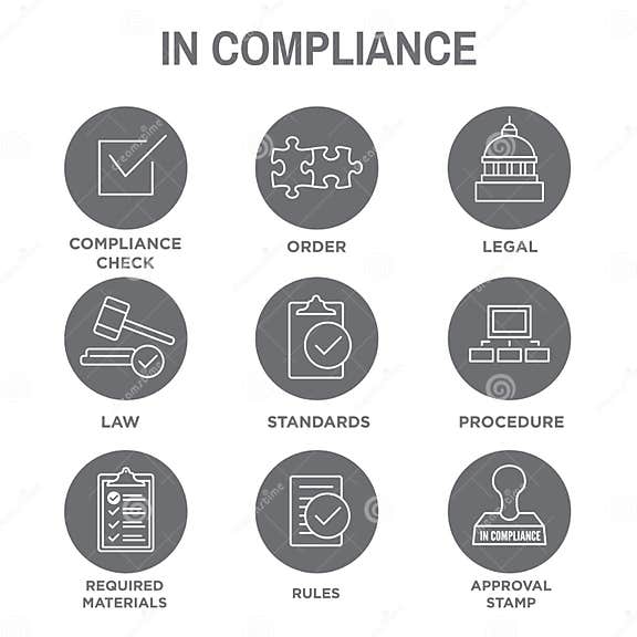 In Compliance Icon Set Outline Stock Vector Illustration Of