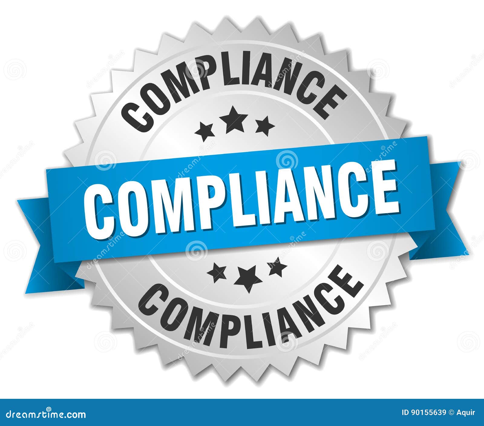 Compliance Silver Badge with Blue Ribbon Stock Vector - Illustration of ...