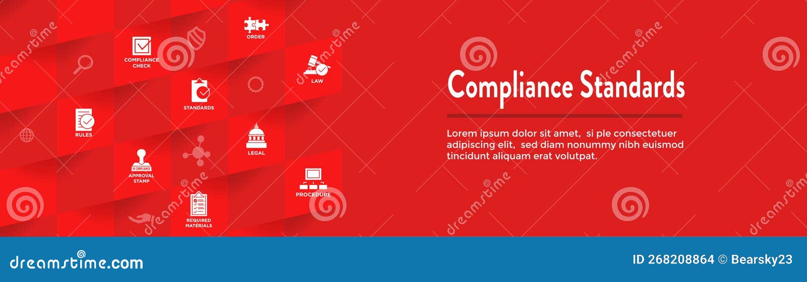 Compliance Standards Web Header Banner with Icon Set that Shows a ...