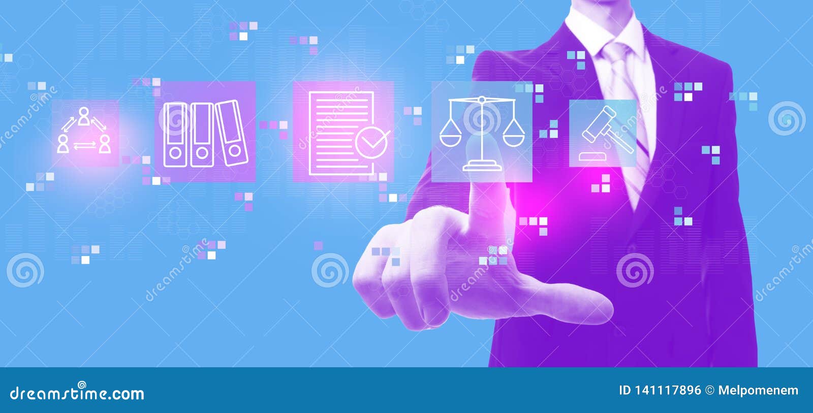 Compliance Theme with Businessman in Duotone Stock Illustration ...