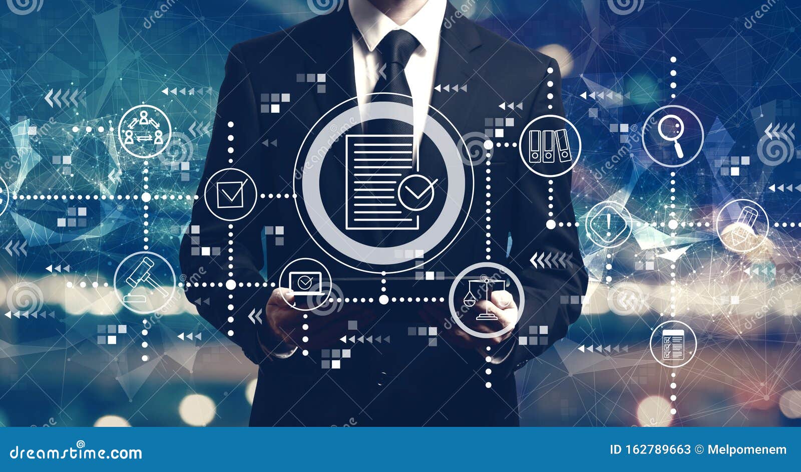 Compliance Theme with Businessman Holding a Tablet Stock Image - Image ...