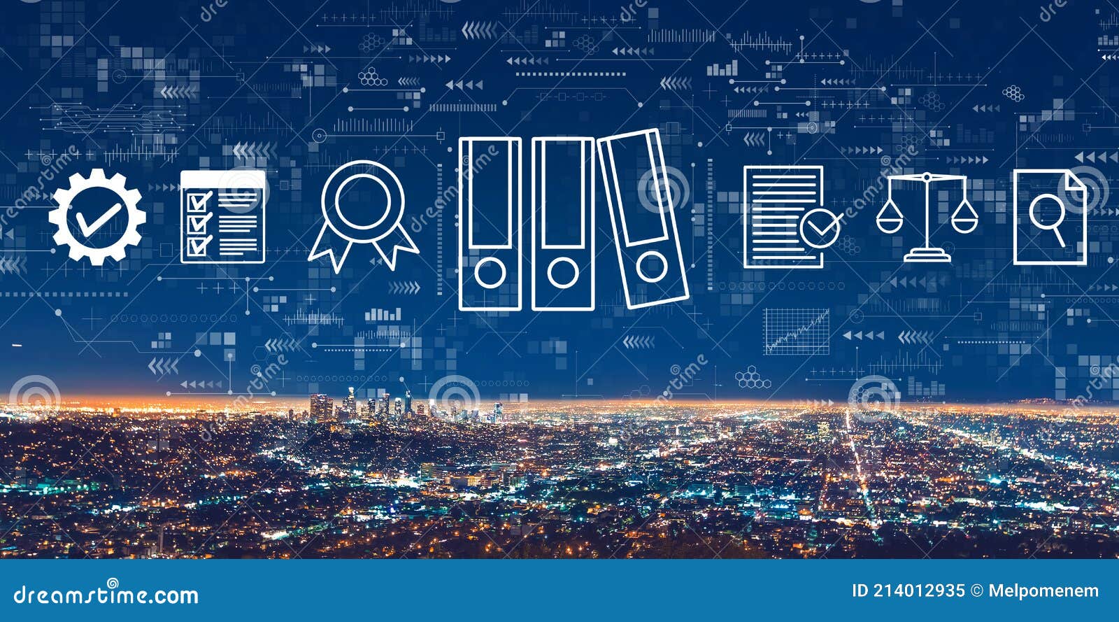 Compliance Theme with Downtown Los Angeles Stock Illustration ...