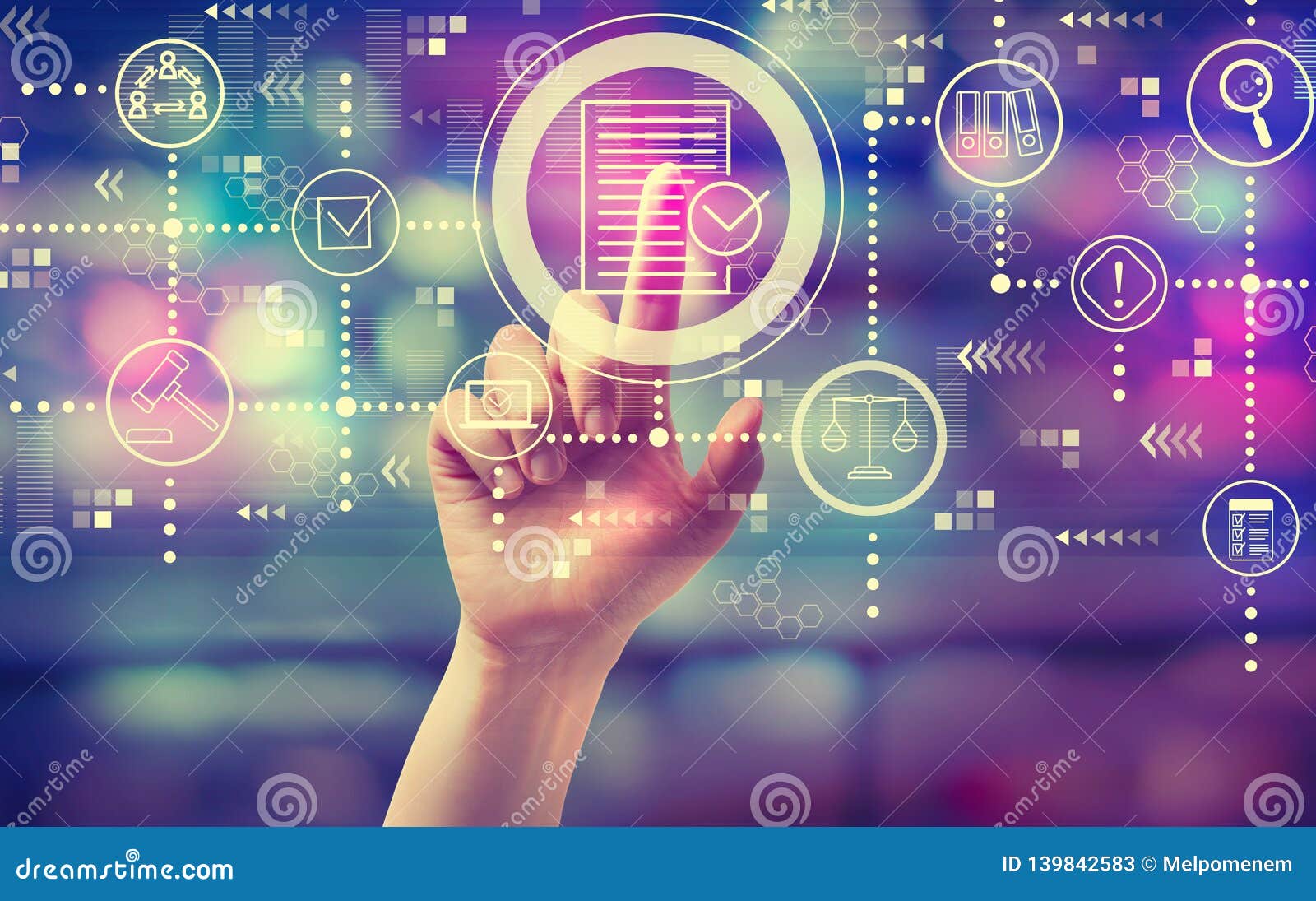 Compliance theme with hand stock illustration. Illustration of digital ...