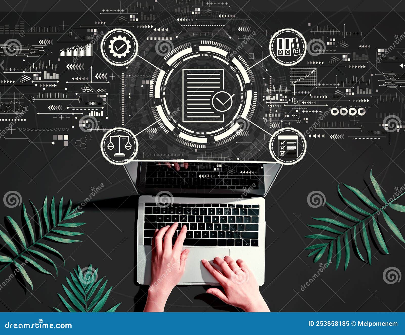 Compliance Theme with Person Using a Laptop Stock Image - Image of ...