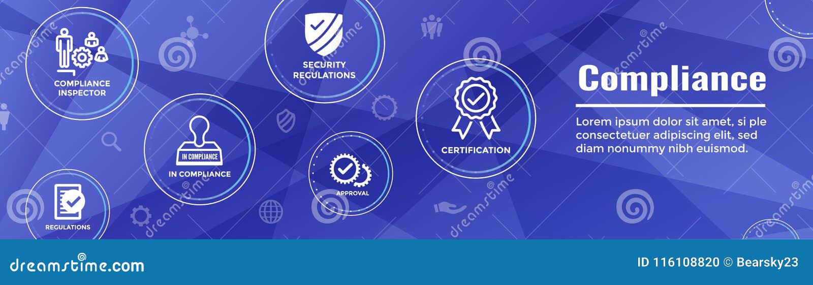 In Compliance Web Banner - Icon Set that Shows a Company Passed Stock ...