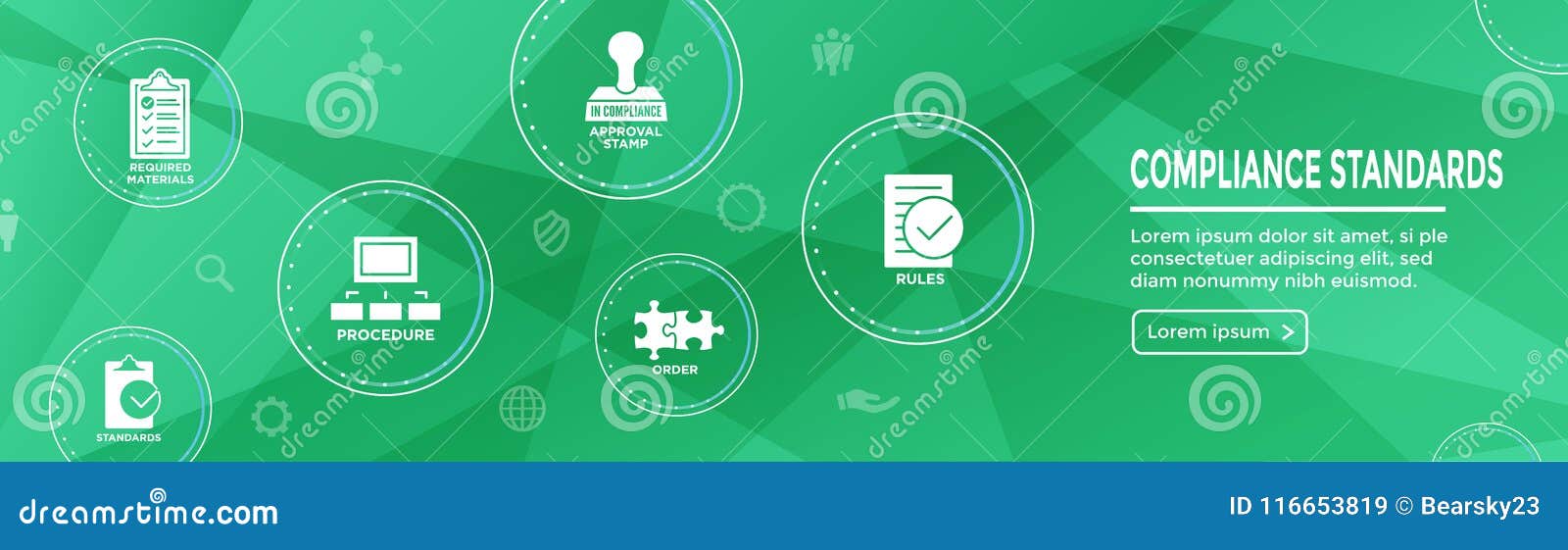 In Compliance Web Banner - Icon Set that Shows a Company Passed Stock ...