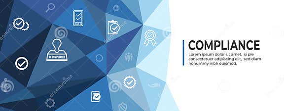 Compliance Web Header Banner with Approval and Checkmark Icons Stock ...