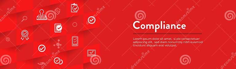 Compliance Web Header Banner with Approval and Checkmark Icons Stock ...