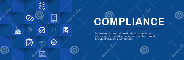 Compliance Web Header Banner with Approval and Checkmark Icons Stock ...