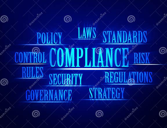 Compliance word on blue stock illustration. Illustration of compliance ...